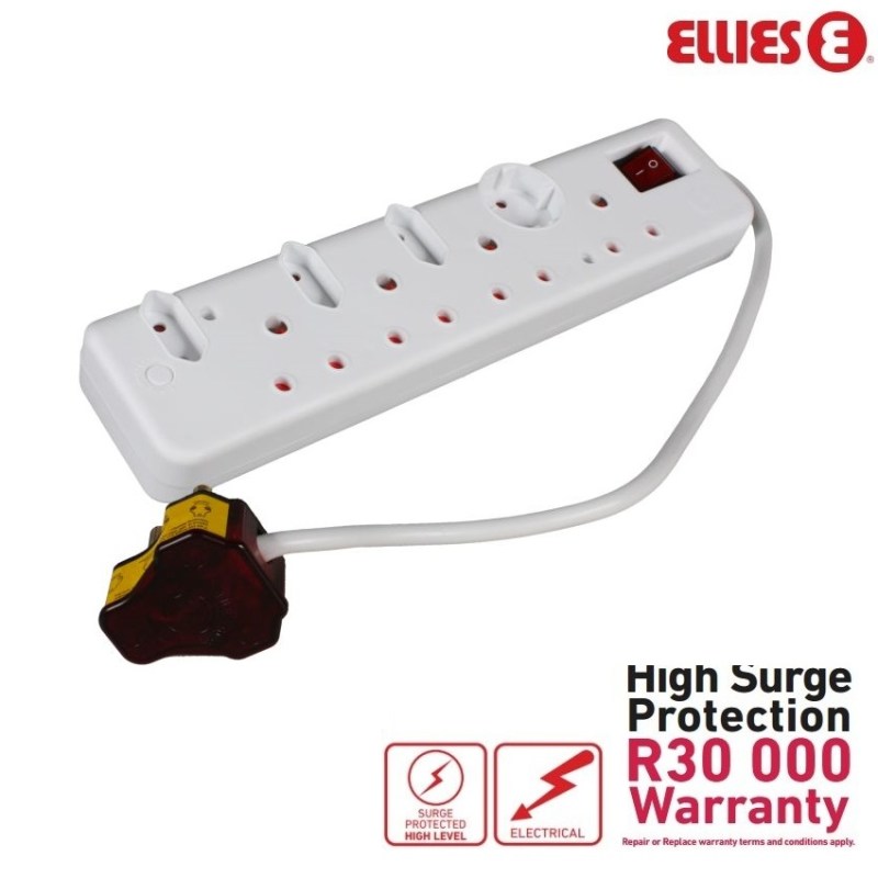 Ellies 12 Way Surge Protection Multiplug With R30 000 Warranty