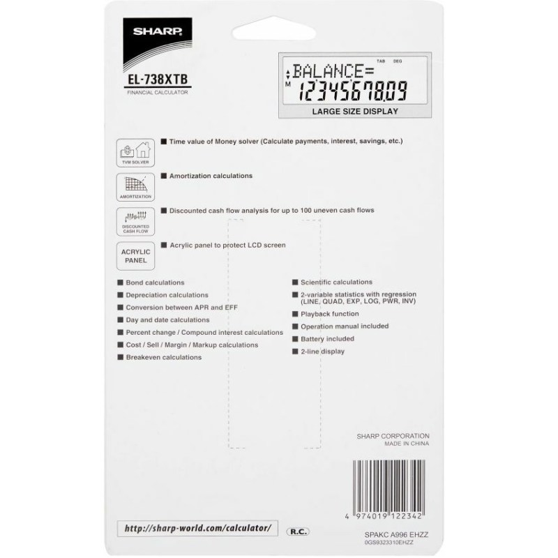 Sharp Business & Financial Calculator EL-738XT - Just Electronics