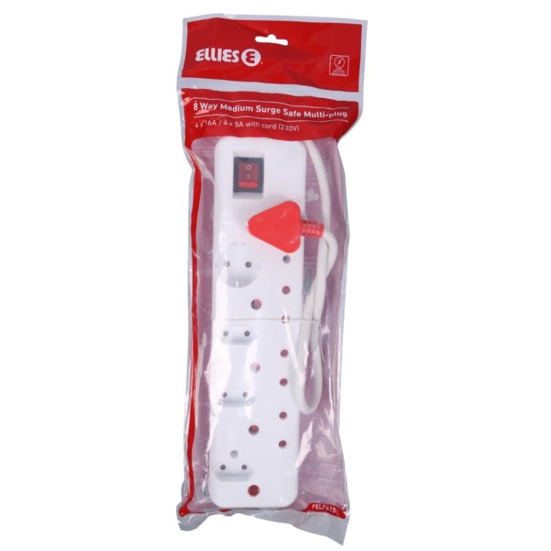 Ellies 8 Way Surge Protection Multiplug - Just Electronics FELP41S
