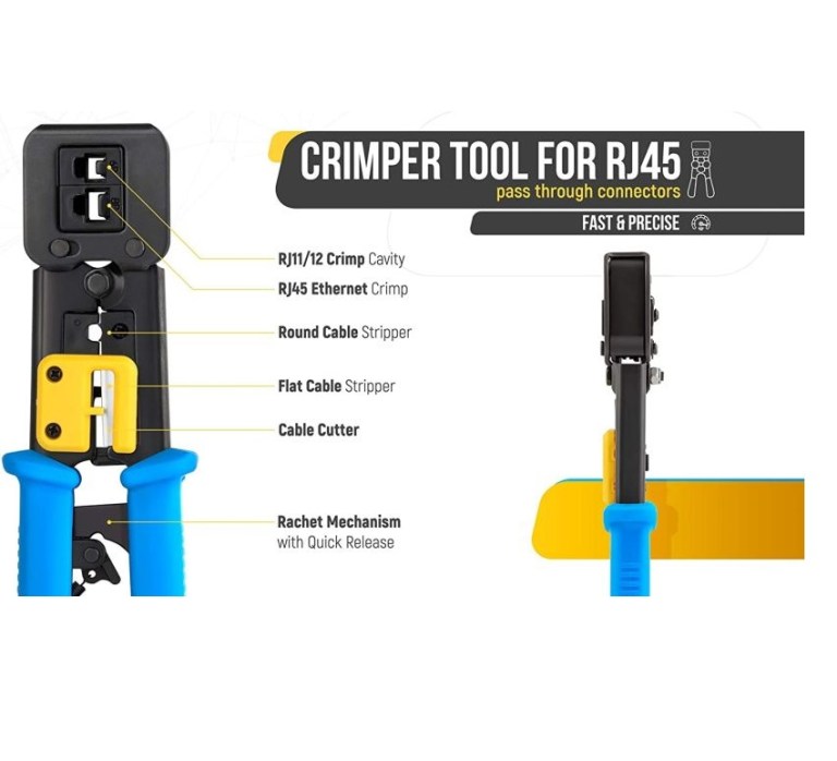 RJ45 EZ Crimp Tool For Pass Through Connectors