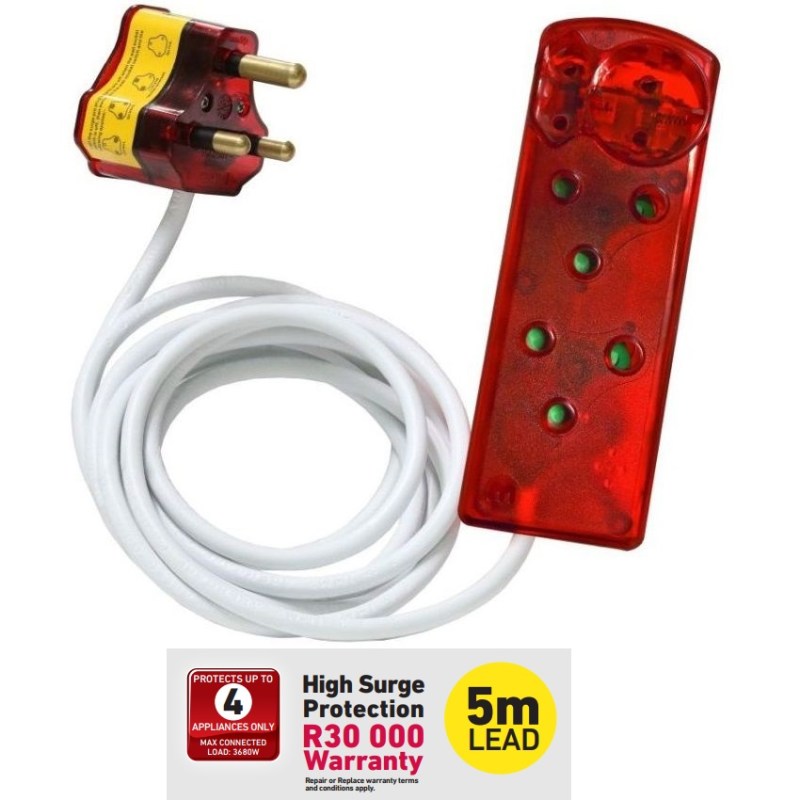 Ellies 4 Way Surge Power Protector With 5 Meter Cord