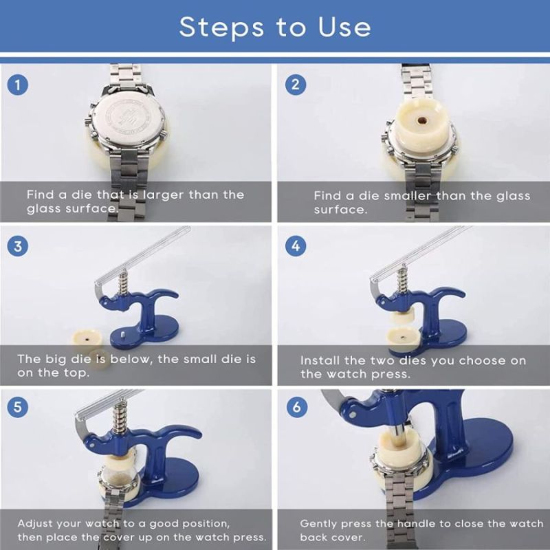 Watch Tool Crystal Press and Case Closer With 12 Nylon Dies