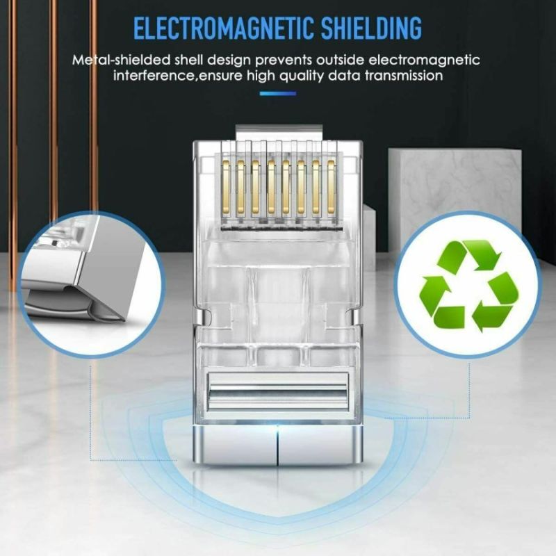 RJ45 EZ Cat5e Shielded Pass Through Crimp Connector