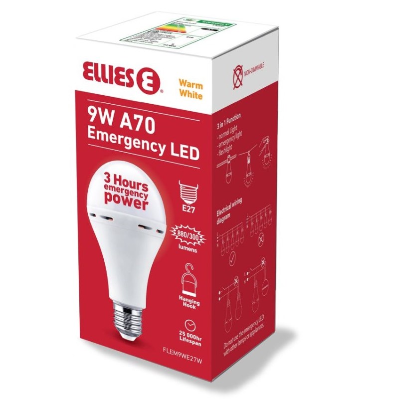 Ellies 9W Emergency LED Bulb E27 - Just Electronics