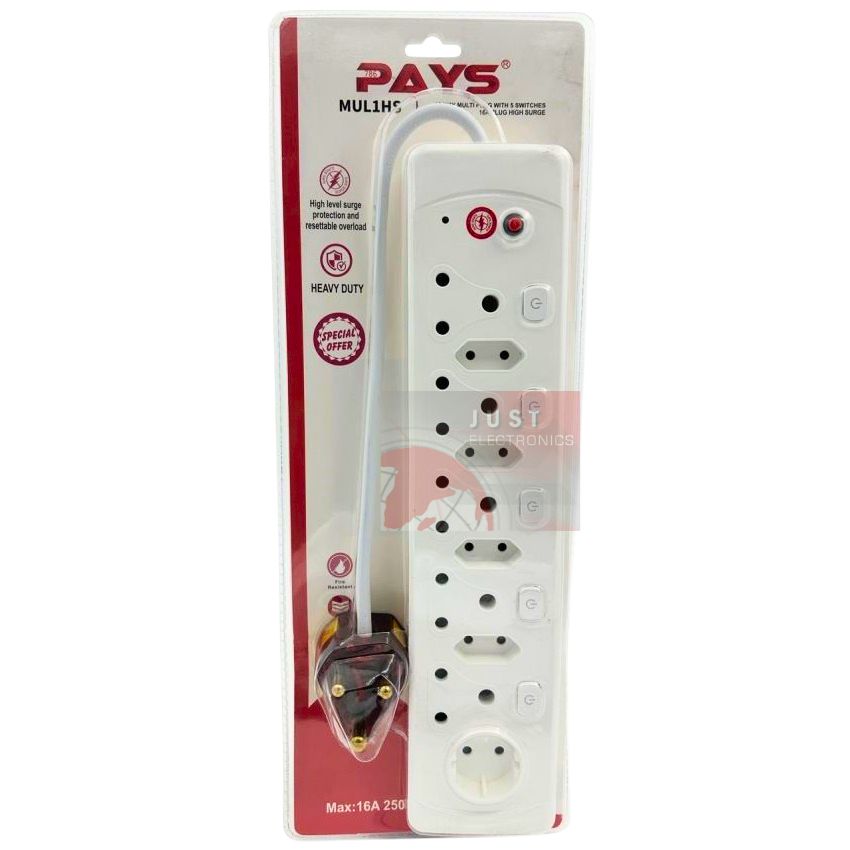 Pays 10 Way Multiplug With High Surge Protection and 5 Switches - Just ...