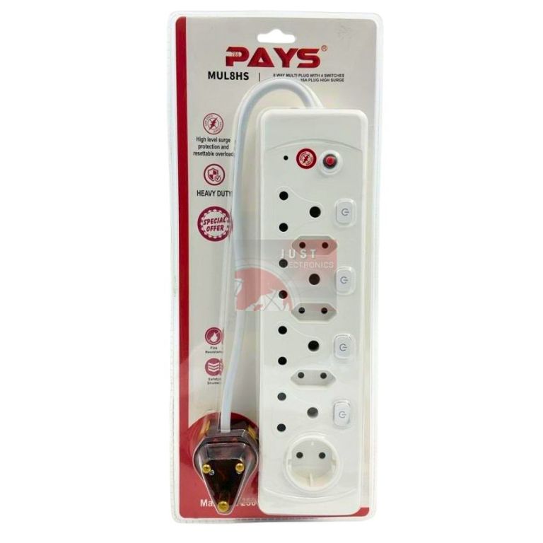 Pays 8 Way Multiplug With High Surge Protection and 4 Switches - Just ...