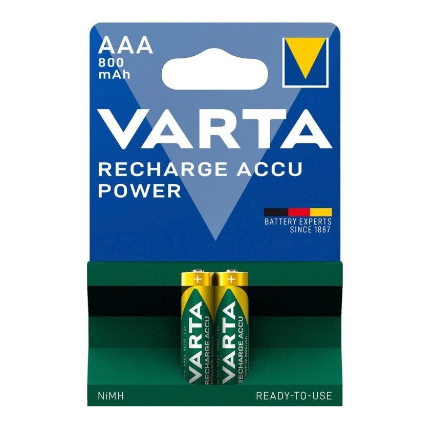 AAA 800mAh Rechargeable Batteries 2 Pack | Varta Accu Power