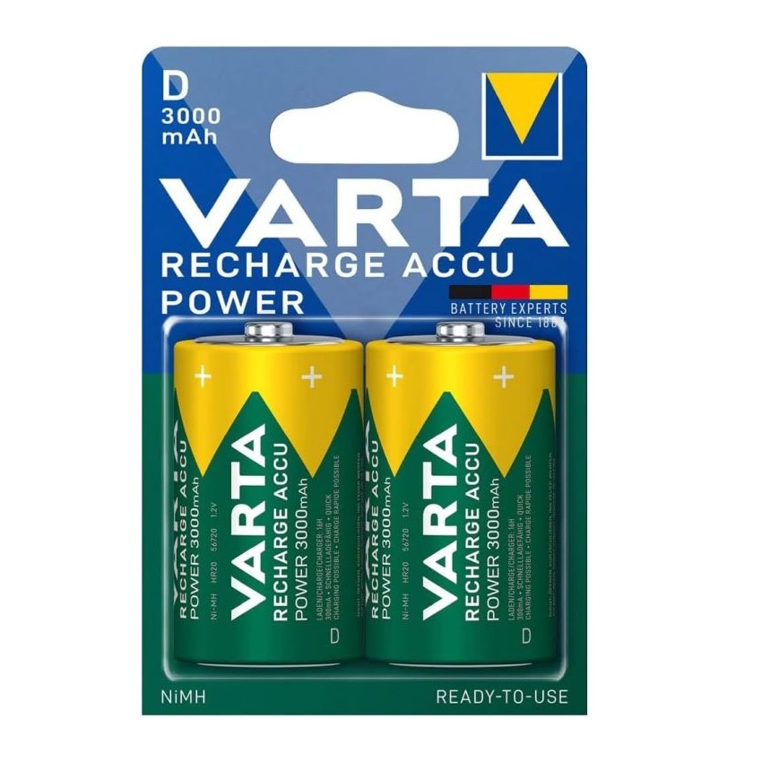 Varta Rechargeable Size D 3000mAh Batteries 2 Pack - Just Electronics